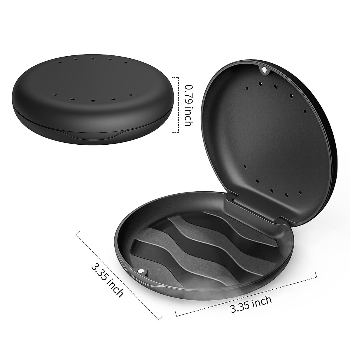 Annhua Denture Case Orthodontic Retainer Case with Vent Holes, Dental Mouthguard Container Aligner Case Slim with Magnetic Closure for Household|Travel|Office - Black
