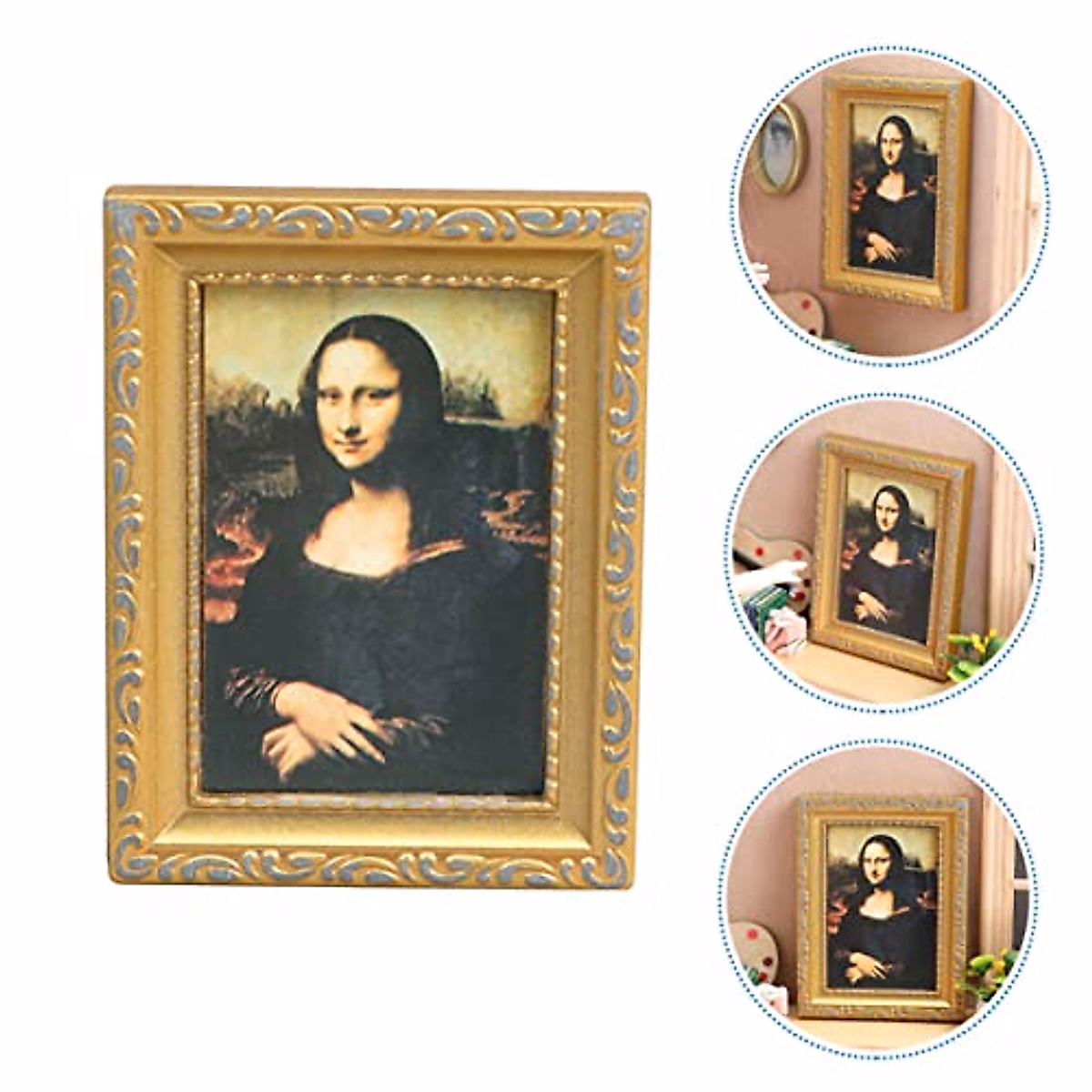 Toyvian Dollhouse Accessories Mini Photo Frame Toy Miniature Scene Furniture Miniatures Oil Painting Tiny Oil Painting Craft Simulated Mona Lisa Painting Exquisite Oil Painting Doll House