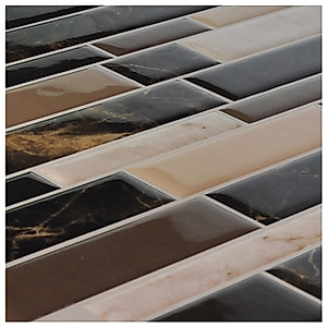 Art3d 6-Pack Peel and Stick Vinyl Sticker Kitchen Backsplash Tiles, 12" x 12" Marble Design