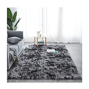 Shag Loomed Area Rug Warm Soft Faux Fur Luxury Rug Plush Throw Rugs Shaggy Fluffy Carpets for Living Room and Bedroom Nursery Rugs Abstract Home Decor Rugs,Grey_4040CM(1.3×1.3ft)
