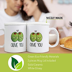 2 Pieces Reusable Mug Lids for Ceramic Mugs, 11 Ounce White Ceramic Mug Lid, Drink Cover for Outdoors, Mug Cover to Keep Warm, Fits Mug w/Outside Diameter 3.25 Inch, Best for Hot & Cold Beverage