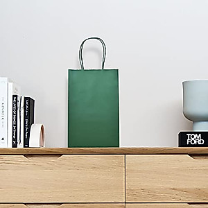 Nexmint Kraft Paper Bags Small Gift Bags with Handle for Birthdays, Holidays, Gifts, Party Favors, Retail, Festivities, Treats, Business, DIY Crafts (24-Pack, Green)