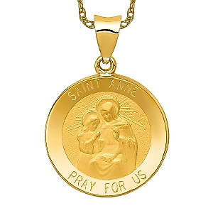 IceCarats 14K Yellow Gold Saint Anne Medal Necklace Charm Pendant 29mm x 19mm Only