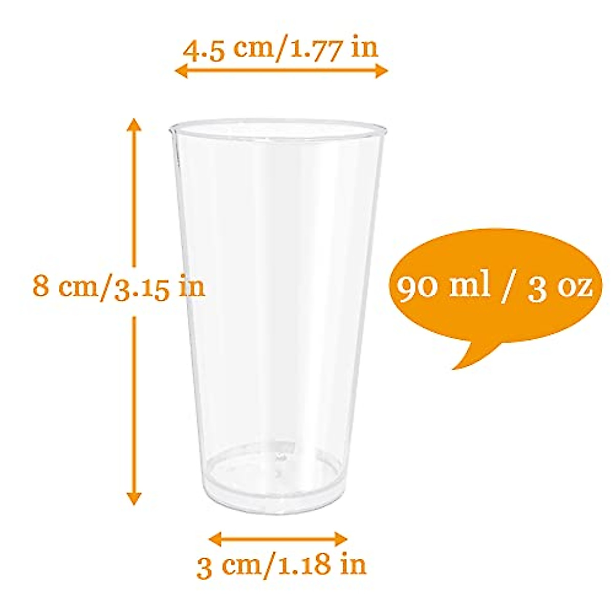 50 Pack 3 oz Mini Plastic Dessert Cups,Disposable Round Shooter Cups,Appetizer Bowls Catering Supplies for Parfait,Appetizers,Ice Cream,Tasting Party