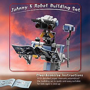 370 Pieces Johnny 5 Robot Building Set, Short Open Circuit Johnny Five Robot Model Toys, Compatible for Lego, Educational Gift Set for Ages 8-14 Boys