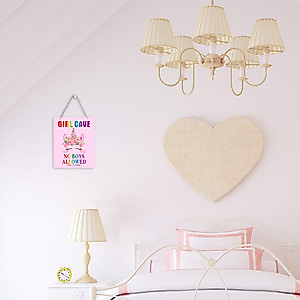 Uflashmi Girl Bedroom Decor Girl Cave Sign No boys Allowed Except Dad Sign, Little Baby Girl Room Decor, 8X10 Inch