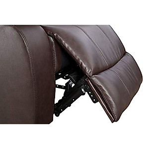 AYCP Living Room Reclining Sofa|Bonded Leather Upholstery|Manual Recliner Sofa with Drop Down Table & Cupholders (Brown, Sofa), (GS28XX)
