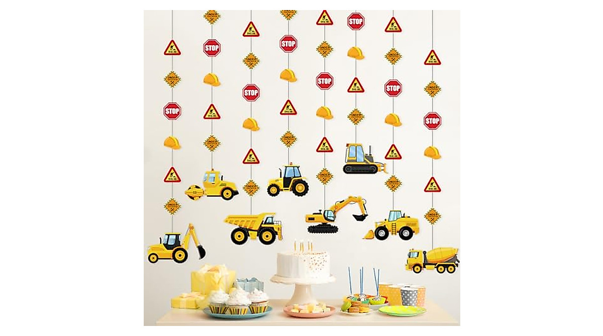 Construction Party Decorations - 8 Pack Traffic Zone Banners for Kids