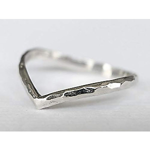 SOVATS Chevron Hammered Thumb Ring for Women 925 Sterling Silver Rhodium Plated - Simple, Stylish &Trendy Nickel Free Ring, Size 8
