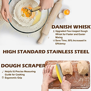 Banneton Bread Proofing Baskets, 9 Inch Round & 10 Inch Oval Sourdough Baking Basket, Complete Set for Bread Making—Bread Lame, Danish Whisk, Dough Scrapers, Flour & Sugar Sifter, Basting Brush