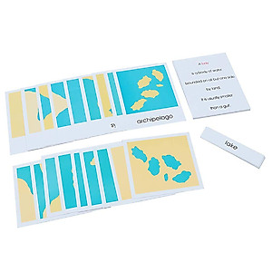 Kghios Land and Water Form Cards Set- Montessori Materials for Kids Geography Educational Tools Preschool Early at Home Learning Toys