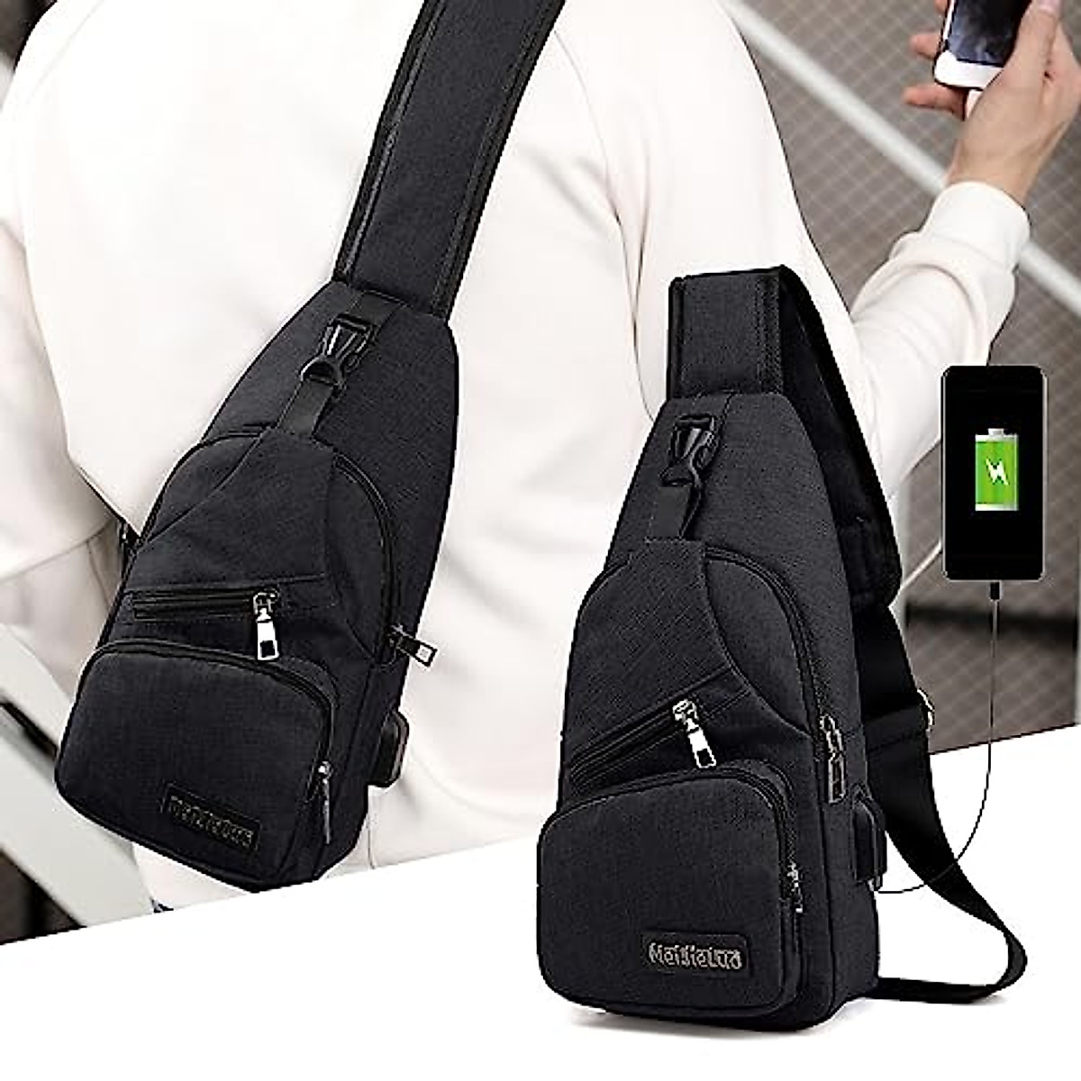Crossbody Bags, Waterproof Strap Bag With USB Hole, Hiking Backpack Multipurpose Crossbody Chest Bag
