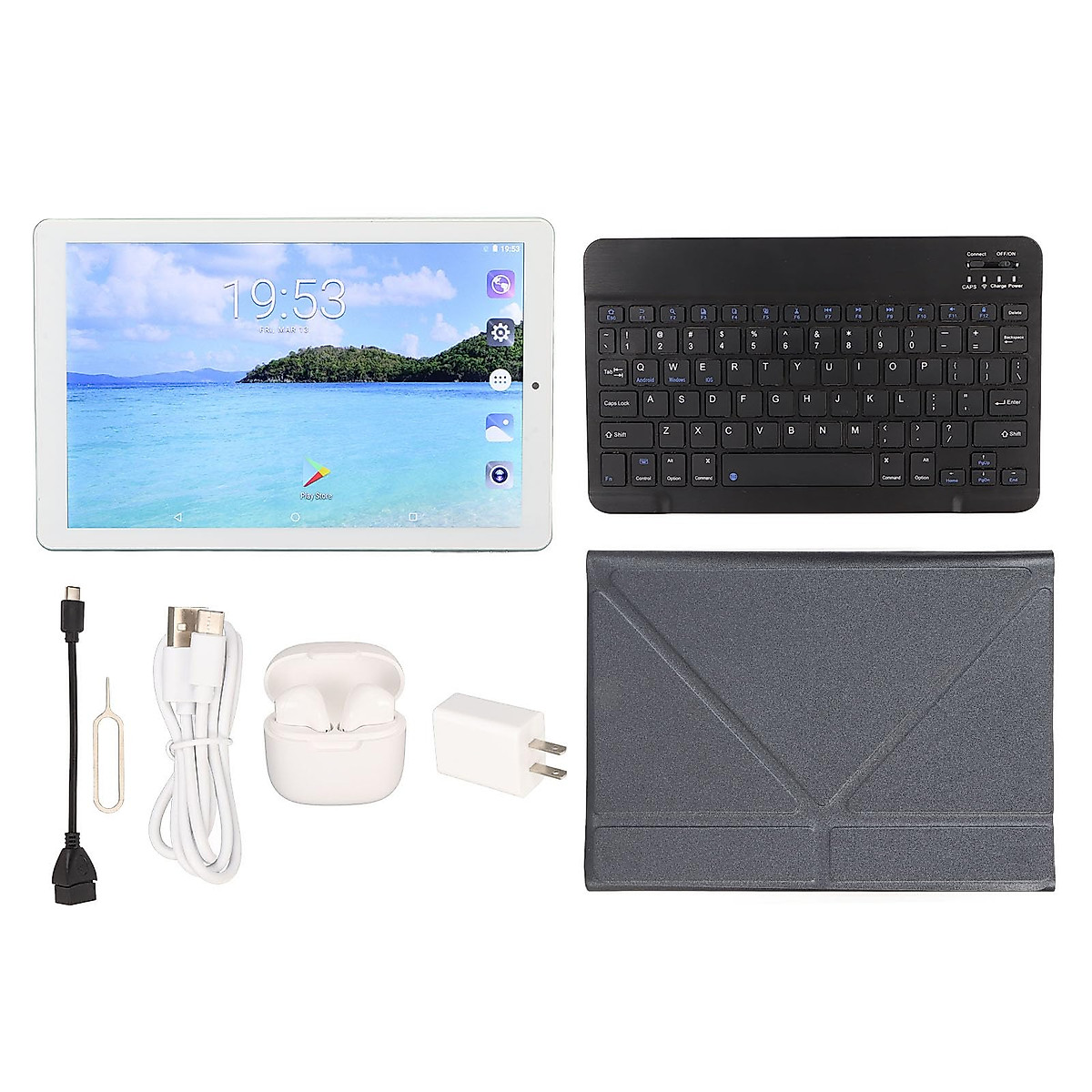 Honio WiFi Tablet, 2 in 1 10.1 Inch 1920X1200 Resolution 4GB RAM 64GB ROM Smart Tablet 8 (US Plug)