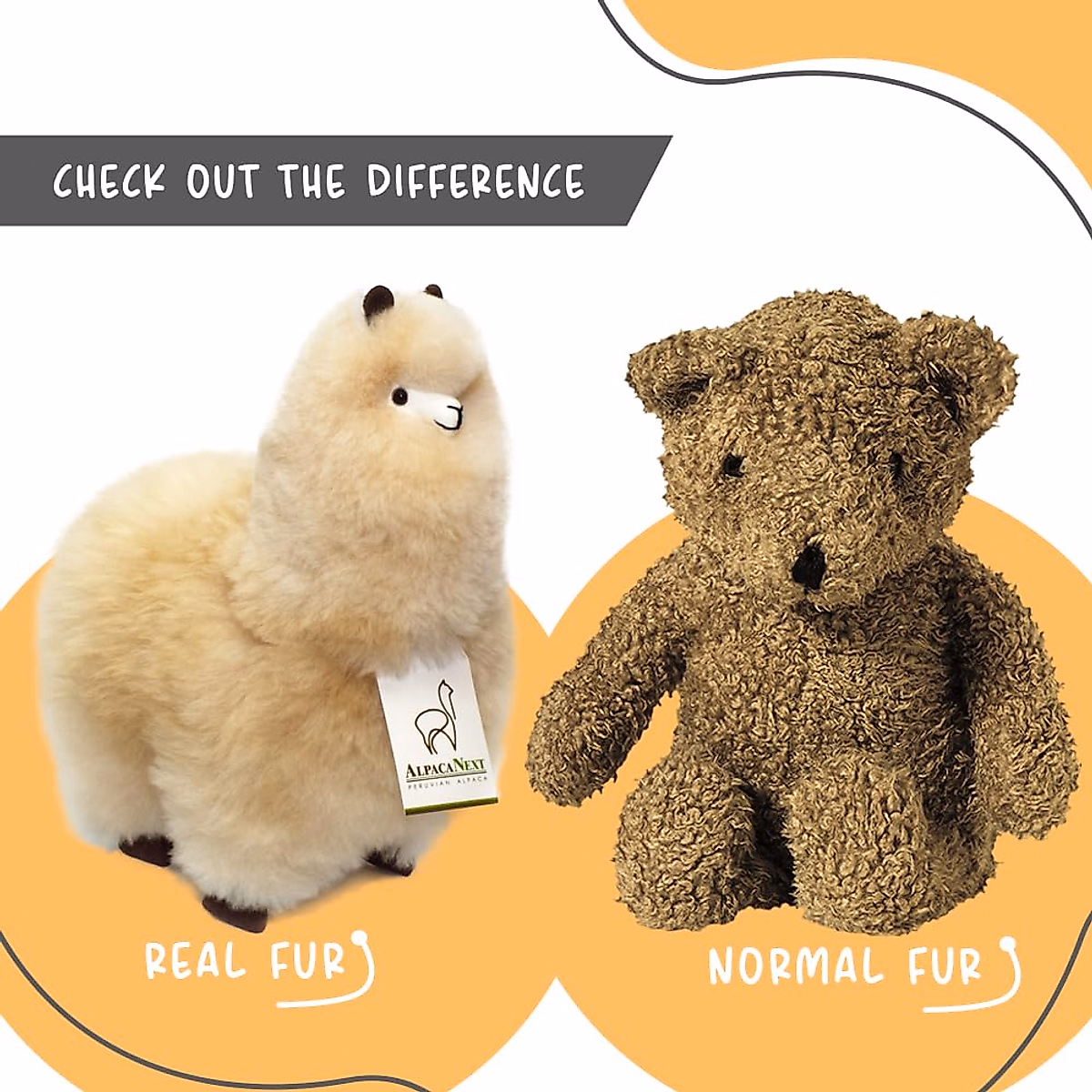 AlpacaNext Llama Stuffed Animal – 12 inch. Cute, Soft and Cuddly Alpaca Plush Toy Handcrafted on Real Alpaka Natural Fur (12 inches, Beige)