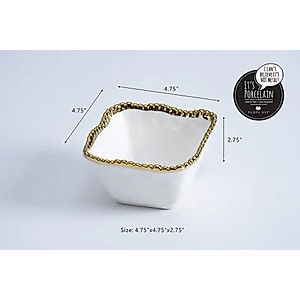 Pampa Bay Golden Salerno Porcelain Square Snack Bowl