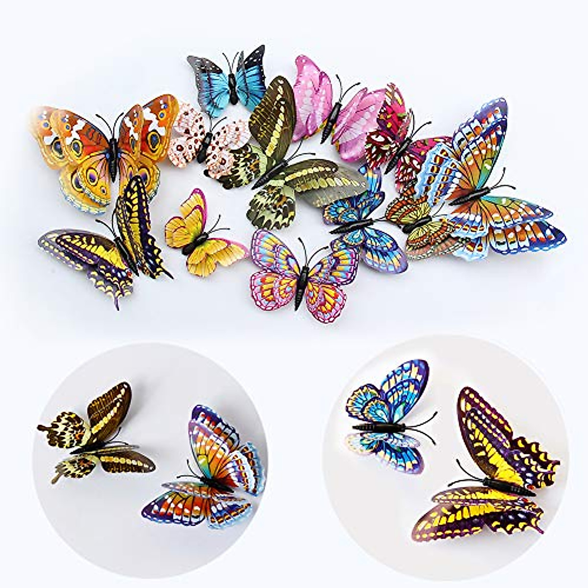 FOVSHNG 24PCS 3D Butterfly Wall Decor Butterflies Decals Removable Butterfly Wall Stickers for Girls Kids Bedroom and Room Decoration Mural Double Wings Luminous