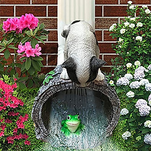 Decorative Downspout Extension Outdoor Garden Statue (Playful Chasing Kitty and Frog)