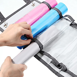 LA QUEENIE Vinyl Rolls Storage Organizer,Vinyl Storage Rack with 24 Roll Compartments,Wall Mount Vinyl Holder Bag for Craft Room,Door,Closet,Wrapping Paper