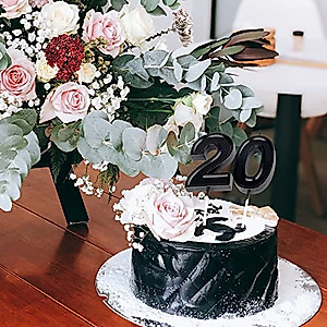 LUTER 2.76 Inch Number Birthday Candles, 3D Diamond Shape Birthday Cake Candles Cake Topper Decoration for Wedding Anniversary Graduation Party Kids Adults (Black)(2)