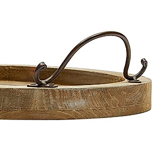 Oval Coffee Table Serving Tray, Wood Farmhouse Decor (15.75 x 10.8 x 1.25 Inches)