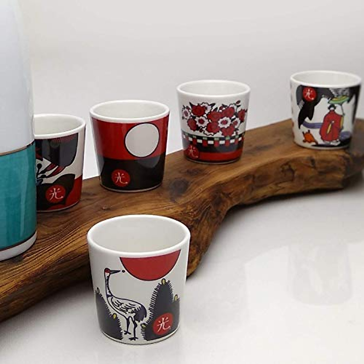 LENITH] Korean Funny Soju Shot Glasses Sets, O-Kwang Hwatu, Korea Traditional Card Game Printed for Sake, Whiskey, Tequila, Liquor