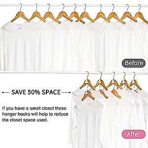 SLMT Clothes Hanger Connector Hooks 40PCS Space Saving Hanger Extender Closet Organizer for Shirt Hangers Velvet Huggable Hangers Wooden Hanger (40 Pack)