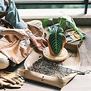 Repotting Mat for Indoor Plants Mini Potting Mat Succulent Plant Transplanting Plant Repotting Mat 24*12inch Portable Potting Tray Leather Material Foldable & Storageable Houseplant Succulent (Beige)