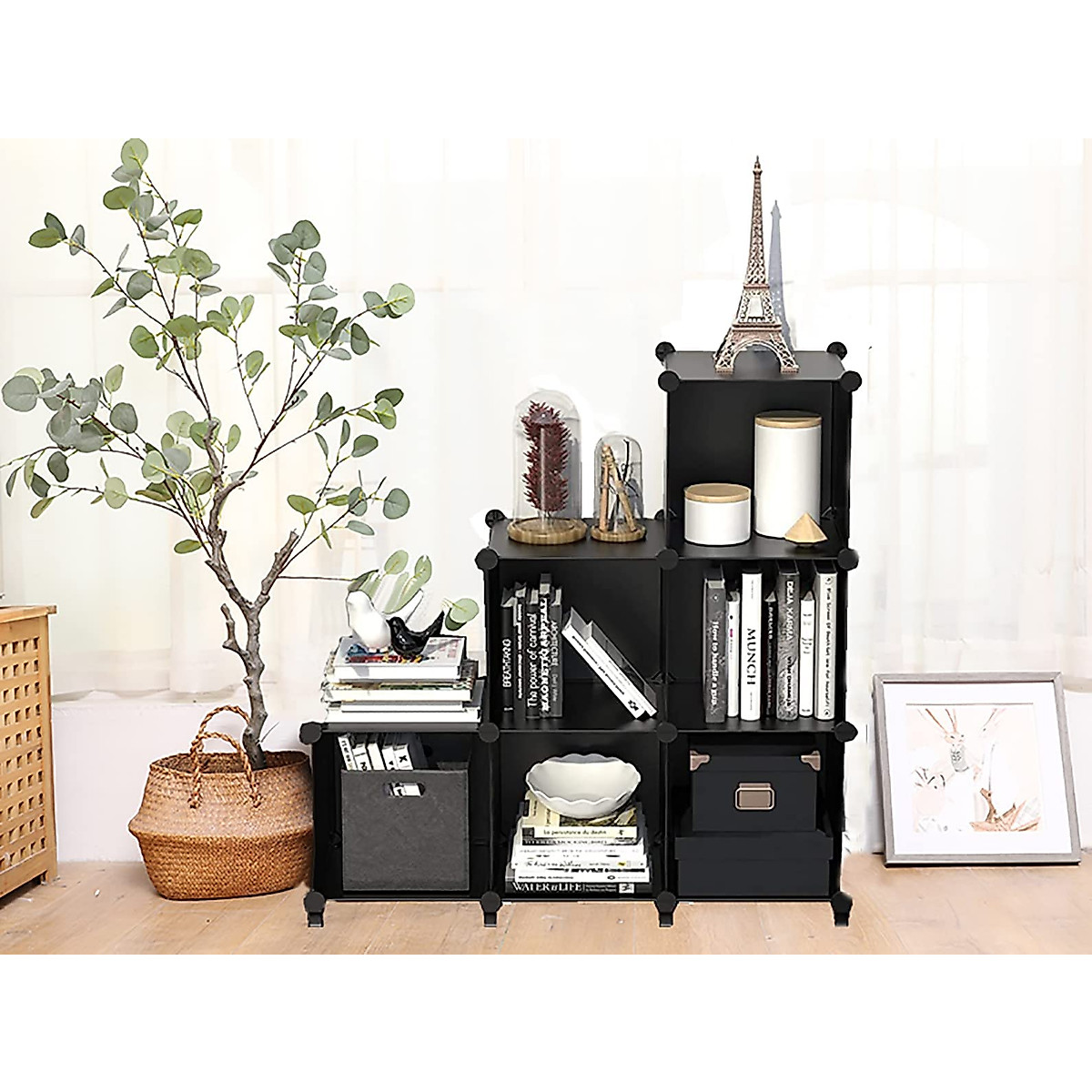 Upgraded 6 Cube Storage Organizer Shelf Storage Cubes Organizer Shelves with Hammer, DIY Shelf Organizer for Bedroom Study Children's Room