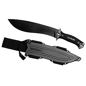 Kershaw Camp 10 Machete, Fixed Blade Knife, 10" 65Mn Carbon Tool Steel Blade, Includes Sheath, Camp Series Machete, Outdoor and Survival Tool,Black