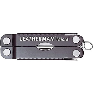 LEATHERMAN, Micra Keychain Multitool with Spring-Action Scissors and Grooming Tools, Stainless Steel, Built in the USA, Gray