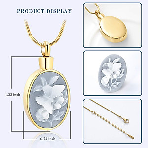 zeqingjw Cremation Jewelry Urn Necklace for Ashes Pendants Butterfly with Flower Memorial Funeral Keepsake Jewelry for Ashes (Gold)