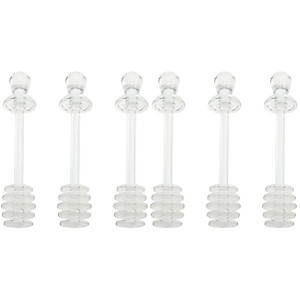 Cabilock 6 Pcs Honey Stick Dispenser Syrup Pourer Coffee Syrups Honey Syrup Ladle Spoon Drink Honey Dipper Spoons Honey Wand Coffee Stir Spoons Hand Mixer Mini Honeycomb Acrylic
