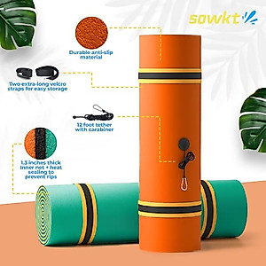 SOWKT 18 x 6 Feet Lily Pad Extra Large Floating Mat for Lake and Boating - Giant Floating Water Pad (Orange/Black/Green)