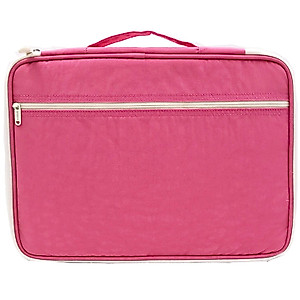 A4 Document Bags Portfolio Organizer-Multi-Functional Waterproof Travel Business Office Meeting Briefcase File Folder Case Zippered Note Pouch for Pads, Planners,13 inch Notebooks, Pens(Pink)