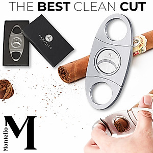 Mantello Stainless Steel Cigar Cutter- Large Premium Cigar Cutters - Cuts Up to 60 Gauge Cigar - Cigar Cutter Guillotine, Double Cut Blade in Gift Box, Gifts for Men, Groomsmen Cigar Cutter