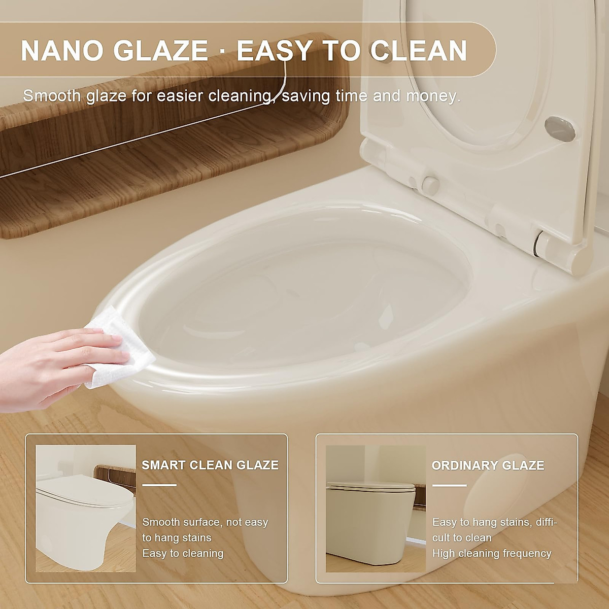 Simple Project 16inch Two-piece Elongated Toilet Single Flush 1.28gpf Toilet With Comfortable Soft Close Seat, Toilets For Bathrooms Comfort Height Elongated - White