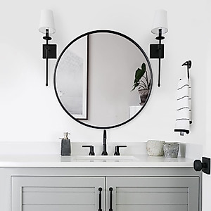 Round Mirror, Black Round Mirror 30 Inch, Round Wall Mirror, Round Bathroom Mirror, Circle Mirrors for Wall, Metal Framed Mirror for Bathroom, Vanity, Bedroom, Entryway, Hallway