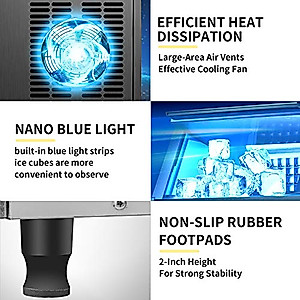 VEVOR 110V Commercial ice Maker 110-120LBS/24H with 33LBS Bin and Electric Water Drain Pump, Clear Cube, Stainless Steel Construction, Auto Operation, Include Water Filter 2 Scoops and Connection Hose