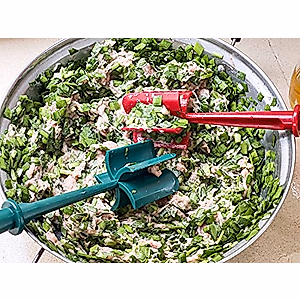 5 Blades Kitchen Ground Meat Chopper Spatula | Hamburger Ground Beef Mix N Chop Tools | for Non-Stick Cookware (Red)