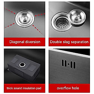 Kitchen Sink, 3 holes Nano Coating Bar Sink, Stainless Steel Workstation, Telescopic Drain Basket (Color : A, Size : 65 * 45cm)