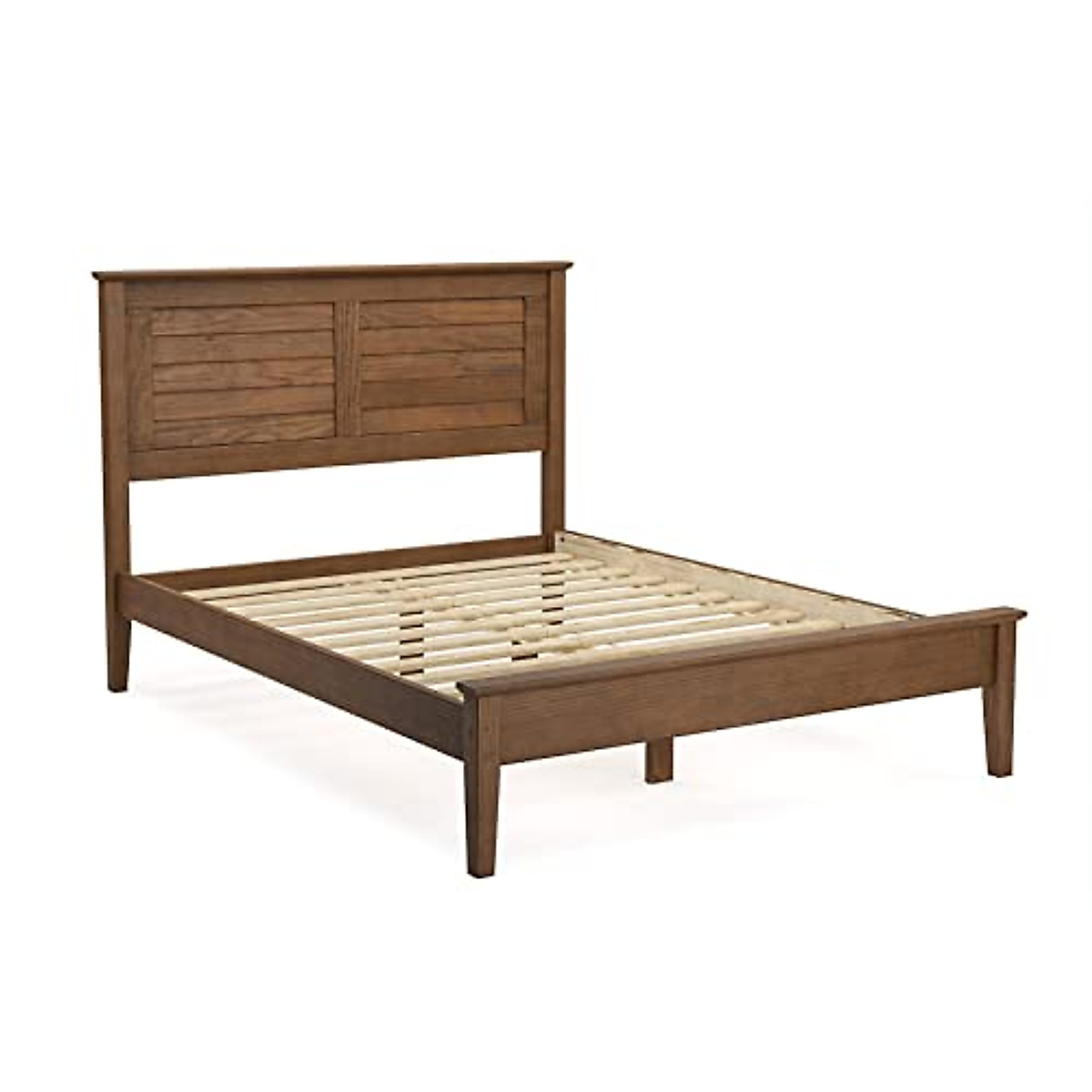 Grain Wood Furniture Greenport Solid Wood Platform Bed, Queen Size, Brushed Walnut