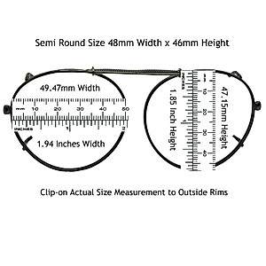 Semi Round Polarized Clip On Sunglasses (Pewter-Polarized Gray Lens, 50mm Wide x 47mm Height)