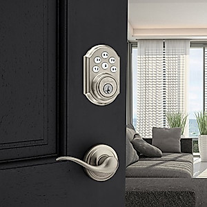 Kwikset 99100-078 SmartCode 910 Traditional Smart Keypad Electronic Deadbolt Door Lock with SmartKey Security and Z-Wave Plus, Satin Nickel