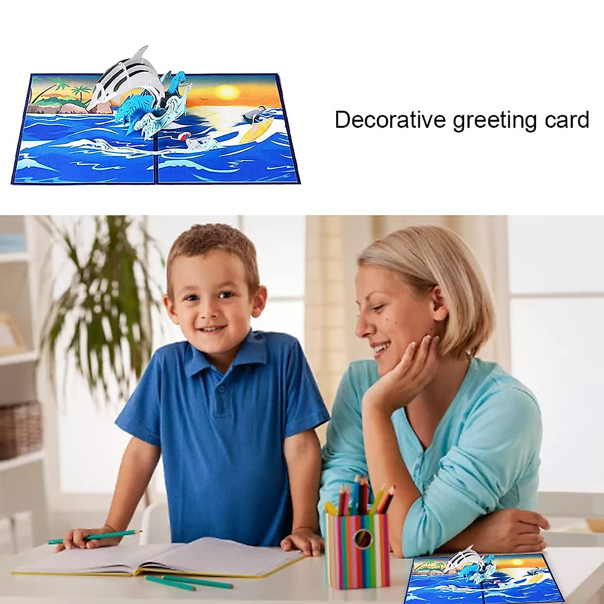 FZLMYANGNDQZ Pop Up Greeting Card 3d Foldable Birthday Card Handmade Dolphin Shape Celebration Card for Birthday Gift and Greeting Card Decoration