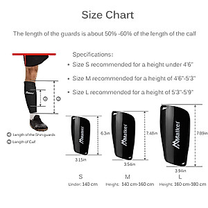 Malker Soccer Shin Guards for Kids Youth Adults Shin Guards Pads with Lower Leg Sleeves, Lightweight and Compact, Protective Soccer Equipment (Black L)