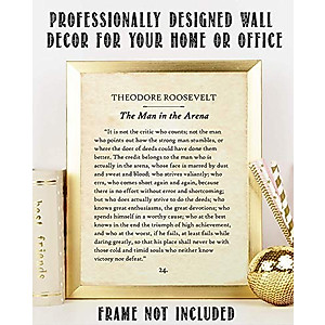 The Man In The Arena by Theodore Roosevelt - 11x14 Unframed Typography Book Page Print - Great Inspirational Gift and Men's Wall Decor for History Buffs