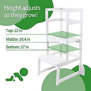 Zytty Toddler Step Stool Toddler Kitchen Stool, Adjustable-Height Toddler Tower Stool Step stools for Kids, White…
