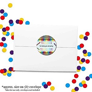 You’re Amazing Crayon Themed Teacher Appreciation Thank You Sticker Labels, 40 2" Party Circle Stickers by AmandaCreation, Great for Envelope Seals & Gift Bags
