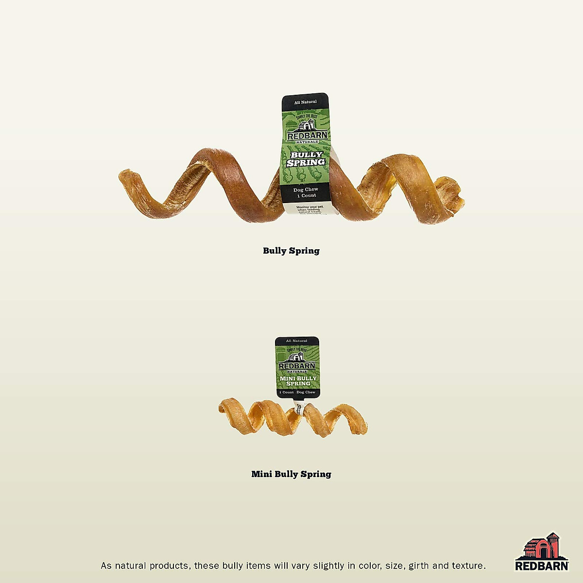 Redbarn All-Natural 4-6" Bully Springs Sticks for Dogs - Premium Grain-Free Single Ingredient Boredom Busting Dental Chew Rawhide Alternative - 3 Count