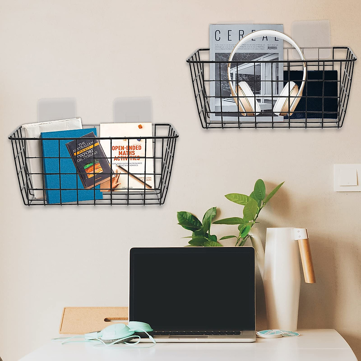 Panghuhu88 4Pcs Wall Wire Baskets Baskets Storage Baskets Hanging Wire Basket Cabinet Door Storage Metal Wall-Mounted Containers Metal Freezer Organizer bins For Kitchen,Pantry,Shelf